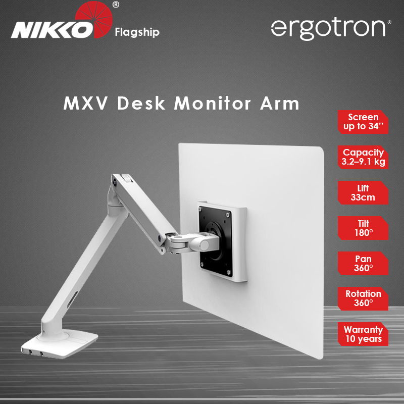 Ergotron MXV Desk Monitor Arm _ White – Nikkotech