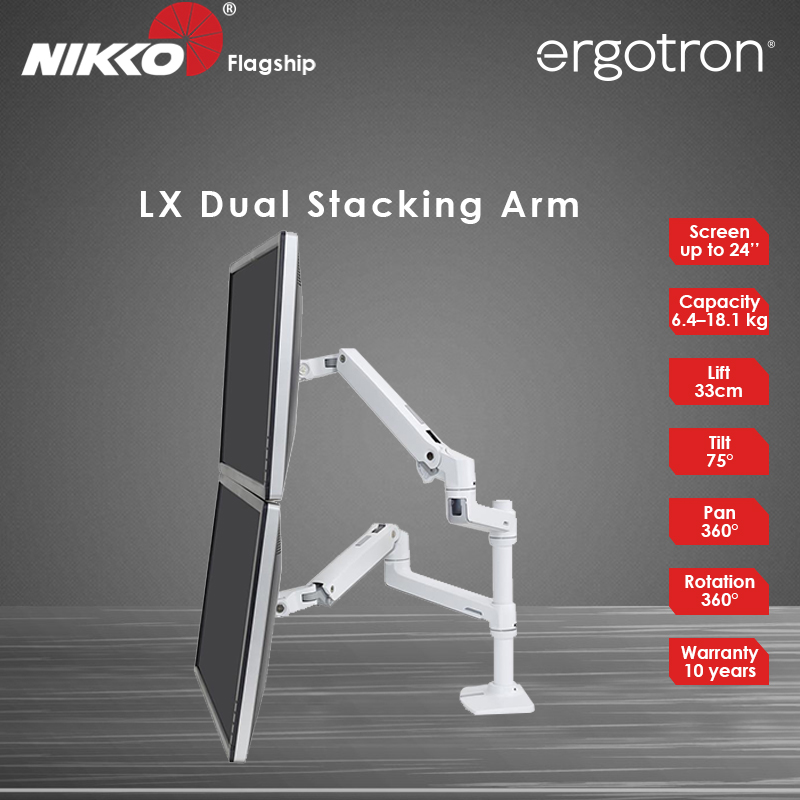 Ergotron LX Dual Stacking Arm Two-Monitor Mount – Nikkotech
